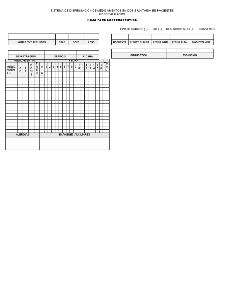 Formatos de Hoja Farmacoterapeutica y Atencion Farmaceutica | PDF ...