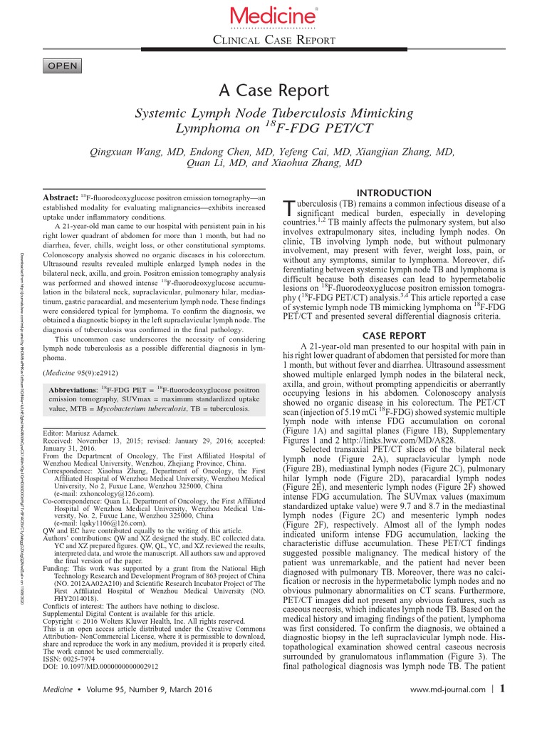 A Case Report: Systemic Lymph Node Tuberculosis Mimicking Lymphoma On F ...