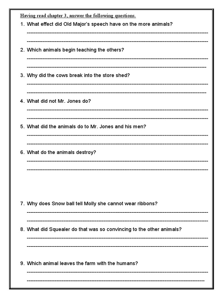 Animal Farm Chapter 3 Worksheet | PDF | History