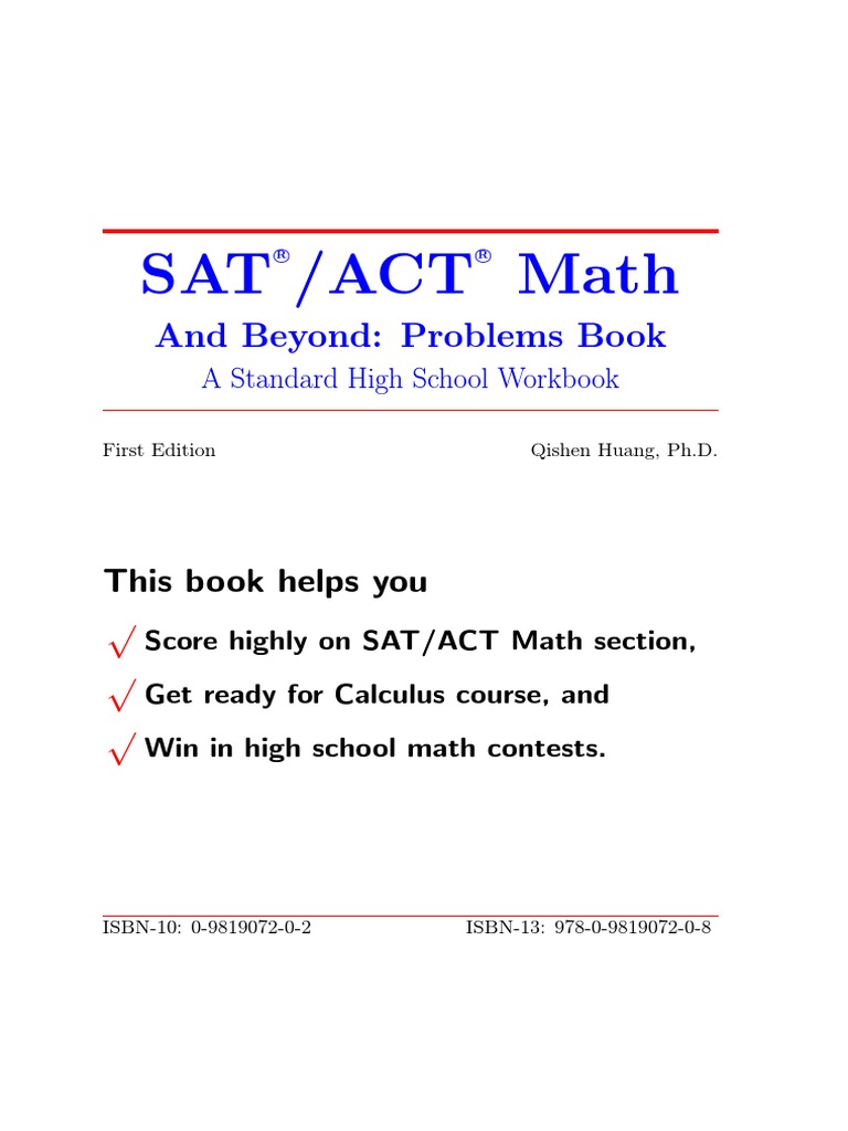 MATH-SAT, ACT Problem Book | PDF | Triangle | Circle