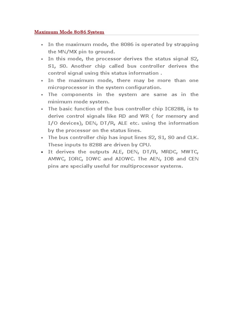 Maximum Mode 8086 System | PDF | Input/Output | Central Processing Unit