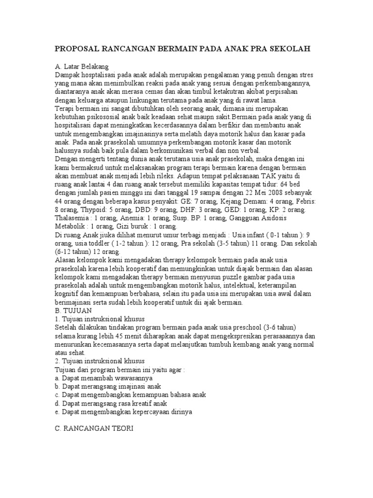 Contoh Proposal Bermain | PDF