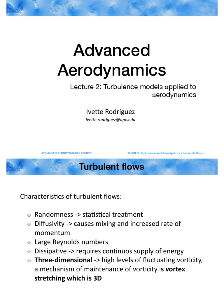 Advanced Aerodynamics: Lecture 2: Turbulence Models Applied To Aerodynamics | PDF | Turbulence ...