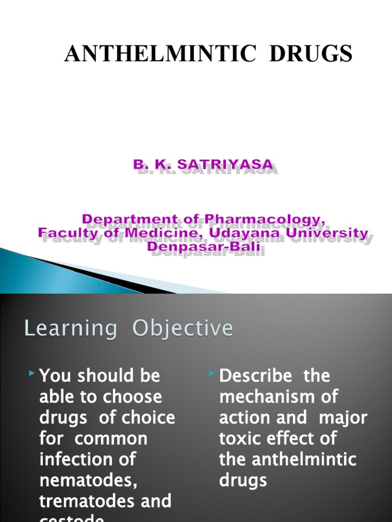 An Overview of Anthelmintic Drugs: Mechanisms of Action, Clinical Uses ...