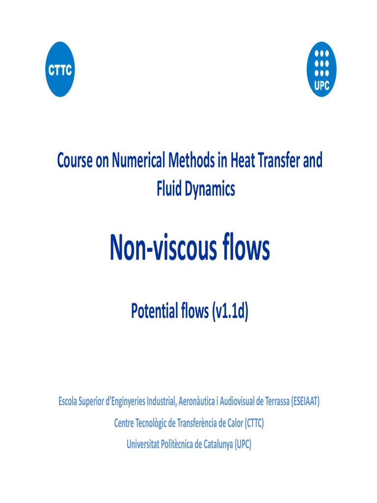 Non Viscous Flows: Course On Numerical Methods in Heat Transfer and ...