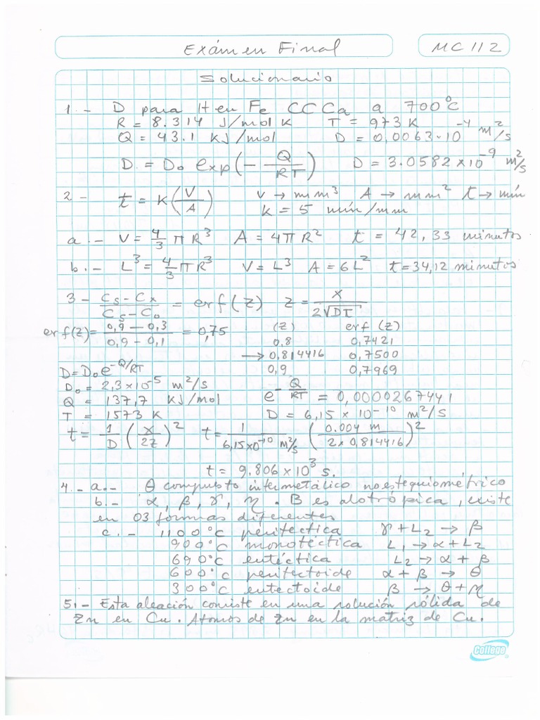 Solucionario Examen Final MC112 | PDF