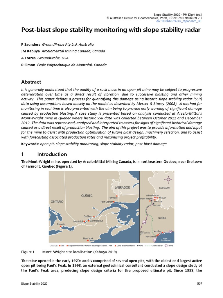 Post-Blast Slope Stability Monitoring With Slope Stability Radar ...