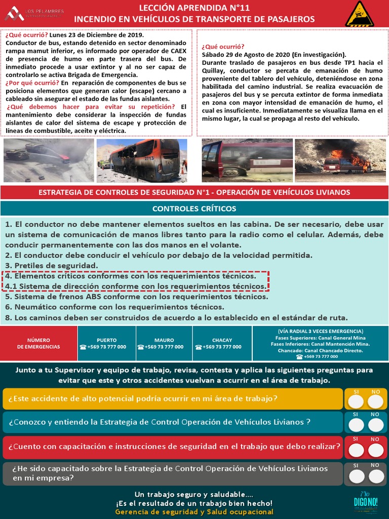 Lección Aprendida N°11 - Incendio en Vehículos de Transporte de ...
