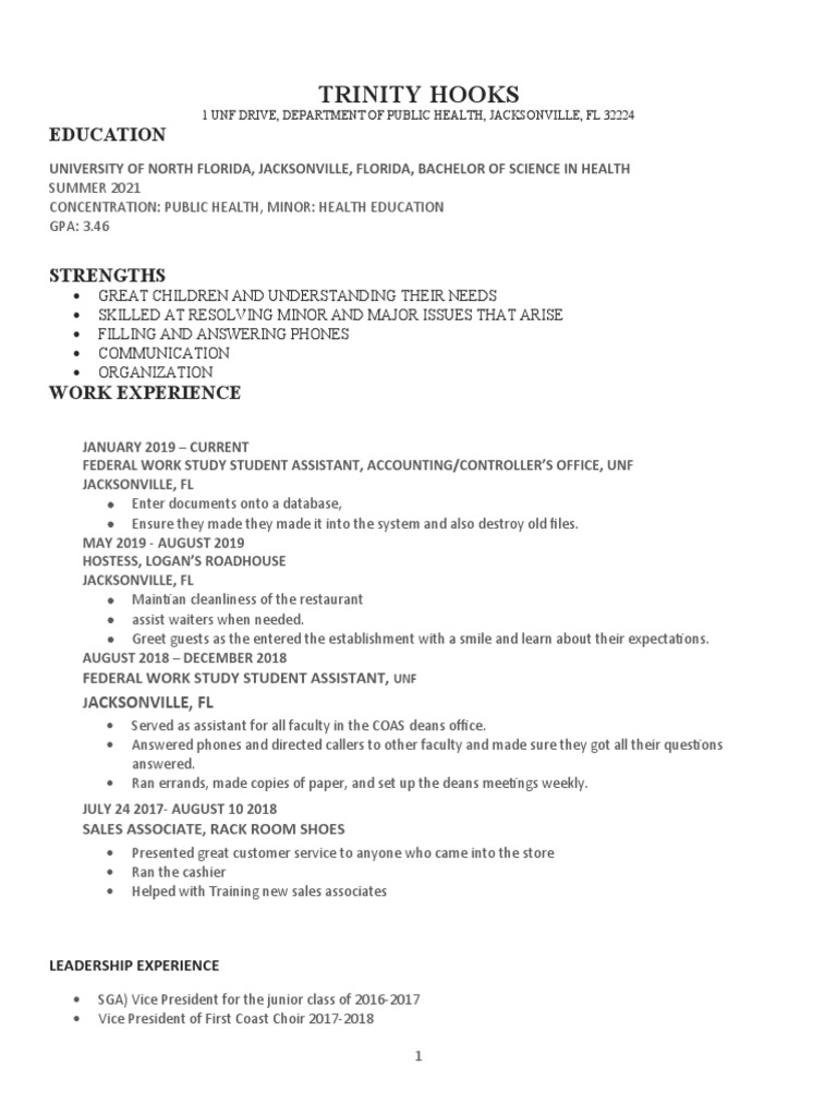 Trinity Hooks Resume 2020-11-30 | PDF