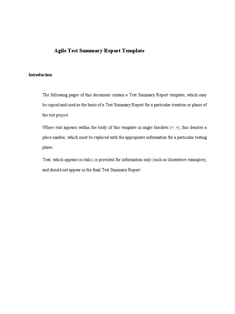7492 - Agile Test Summary Report Template | PDF | Ct Scan | Document