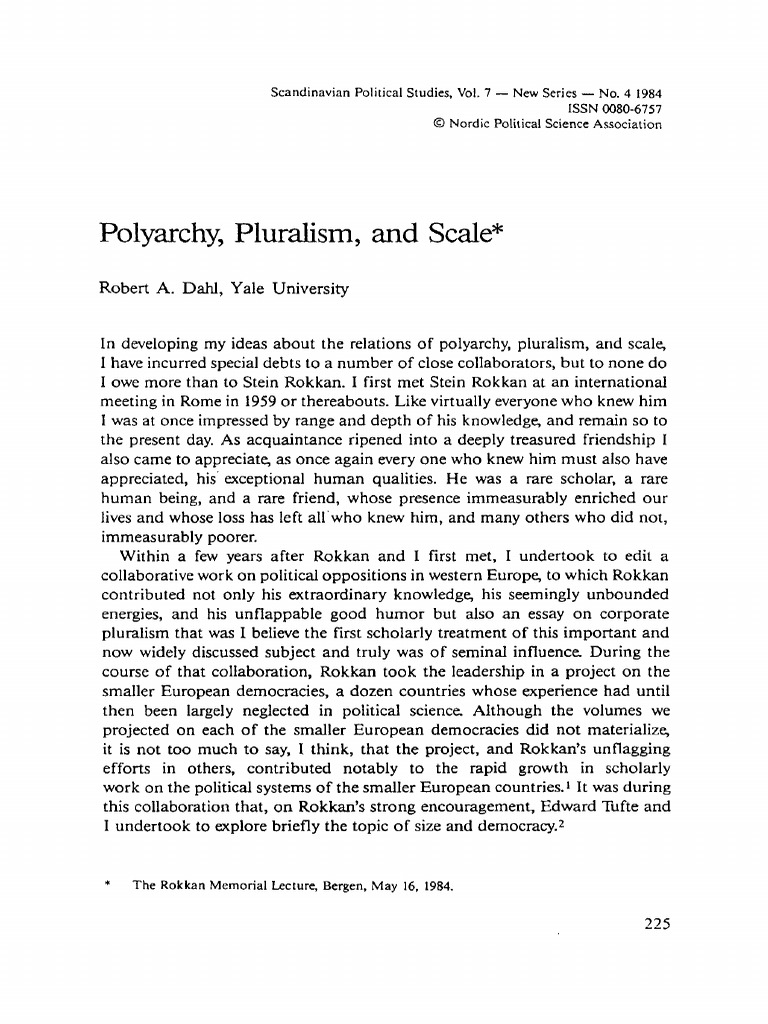 Polyarchy, Pluralism, and Democracy Scale | PDF | Authoritarianism ...