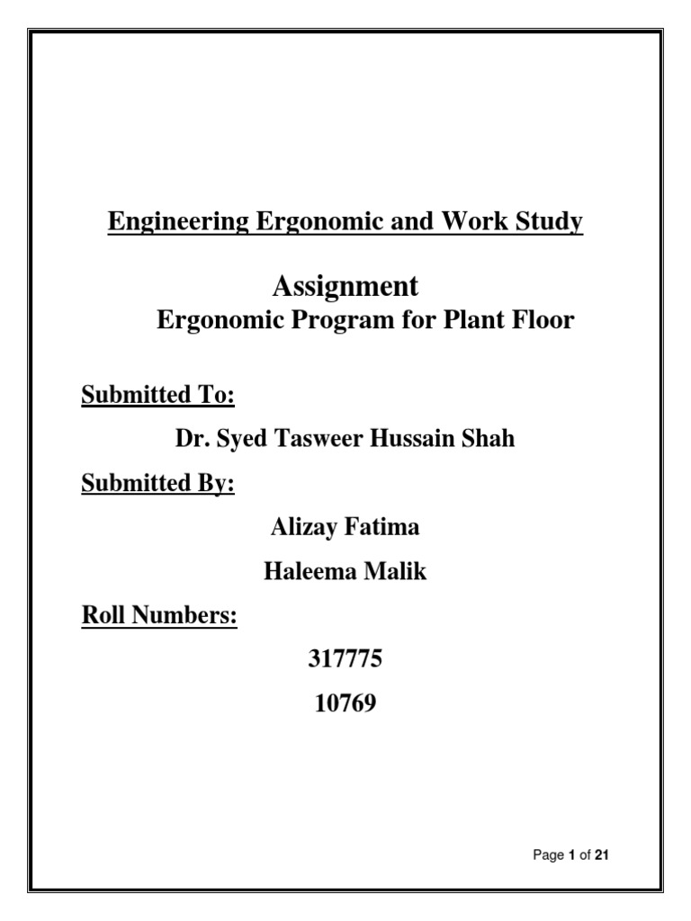 Assignment 4 - Ergonomics Project - Haleema & Aleezy | PDF | Human ...