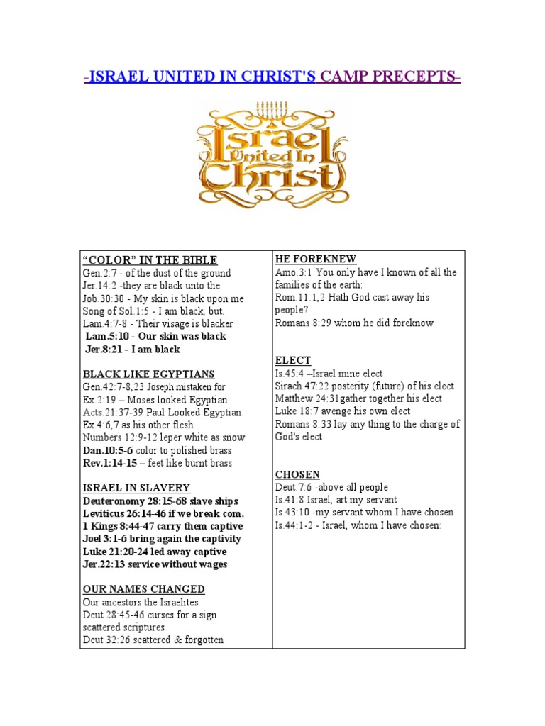 Precepts For Camp | PDF | Book Of Genesis | Elijah