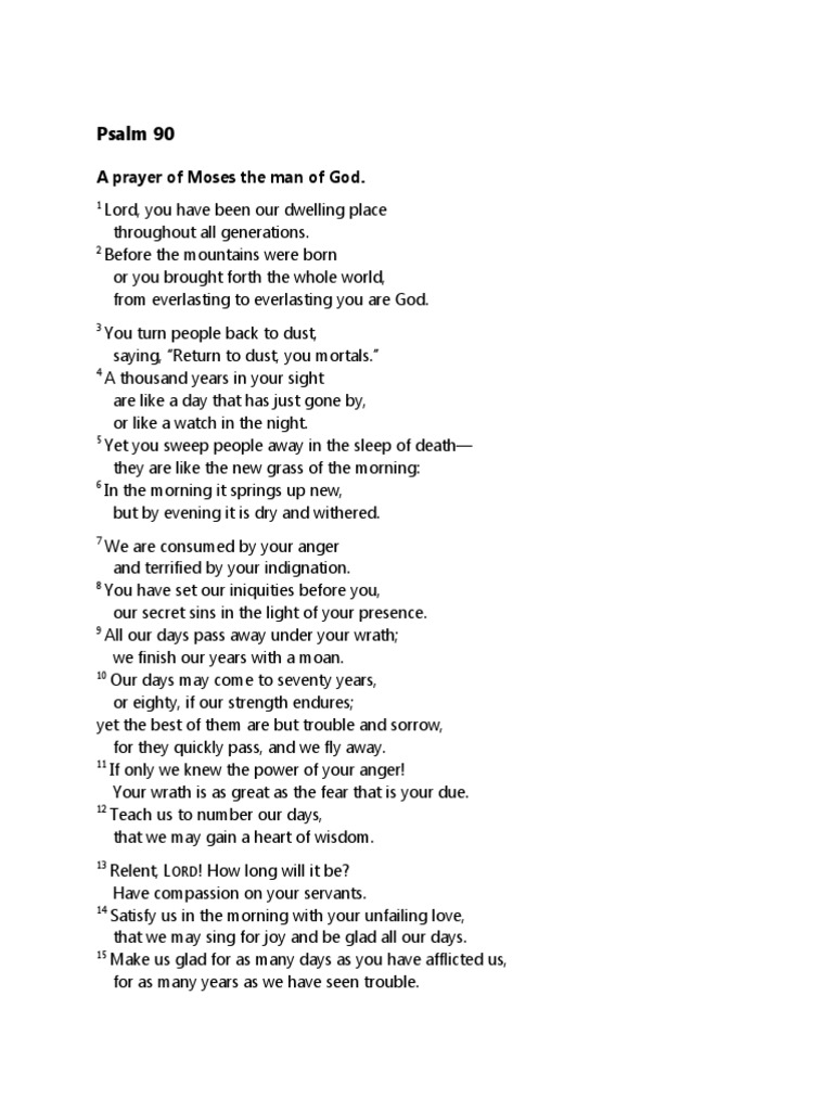 Psalm 90: A Prayer of Moses The Man of God | PDF