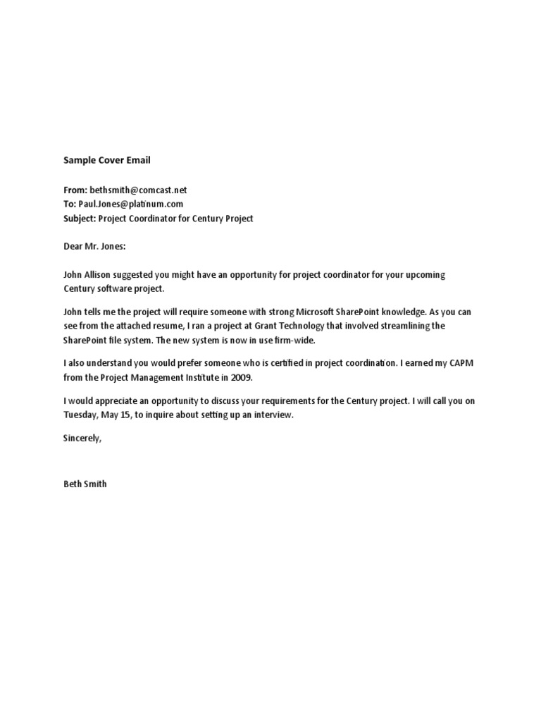 Sample Cover Email - tcm24-8302 | PDF