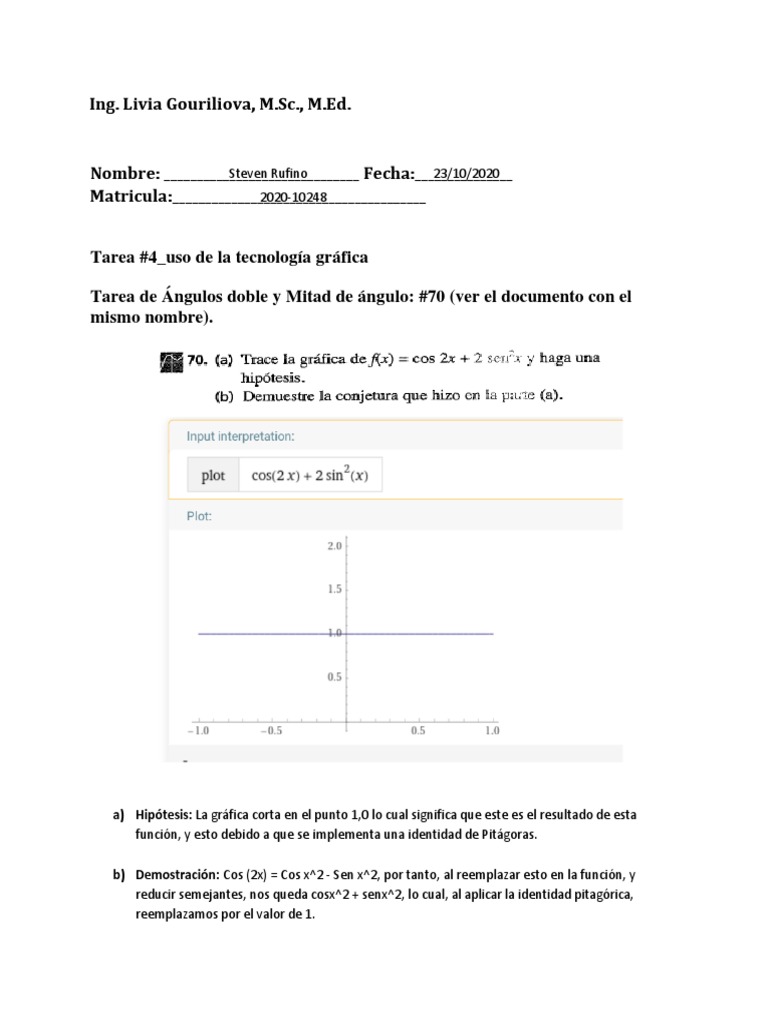 Steven Rufino (2020-10248) Tarea - Angulos - Doble - y - Mitad - de ...