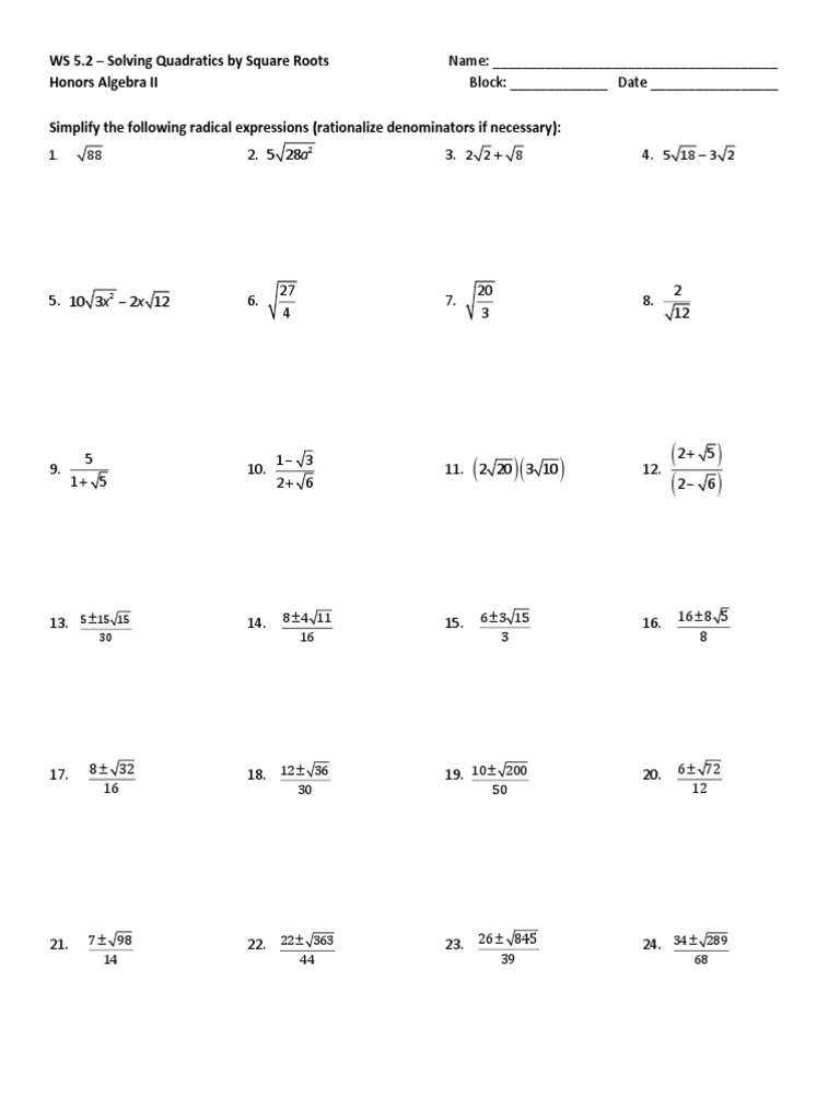 Solving Quadratics with Square Roots | PDF | Quadratic Equation | Planets