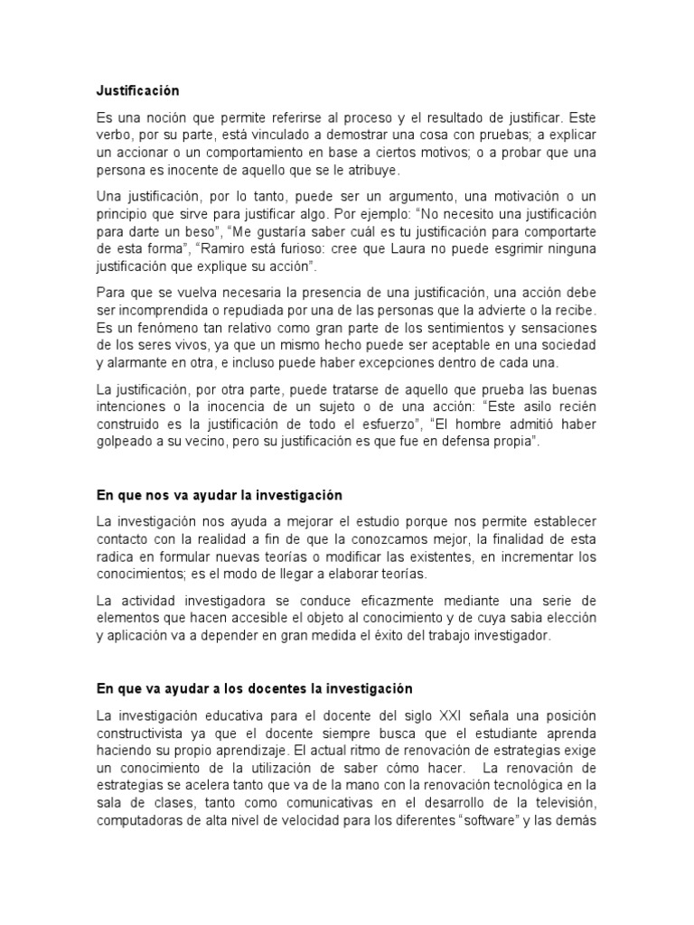 Justificación Concepto | PDF | Aprendizaje | Cognición