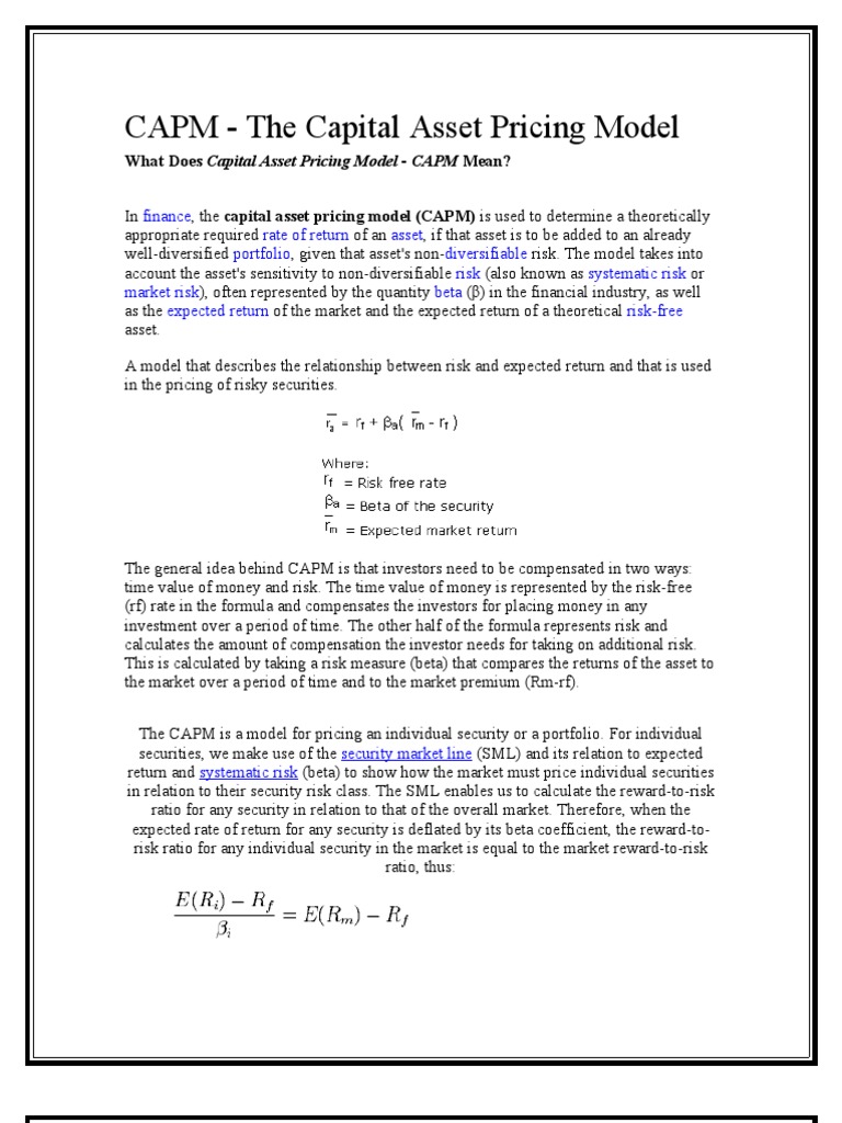 What Does Capital Asset Pricing Model - CAPM Mean? | PDF | Capital ...
