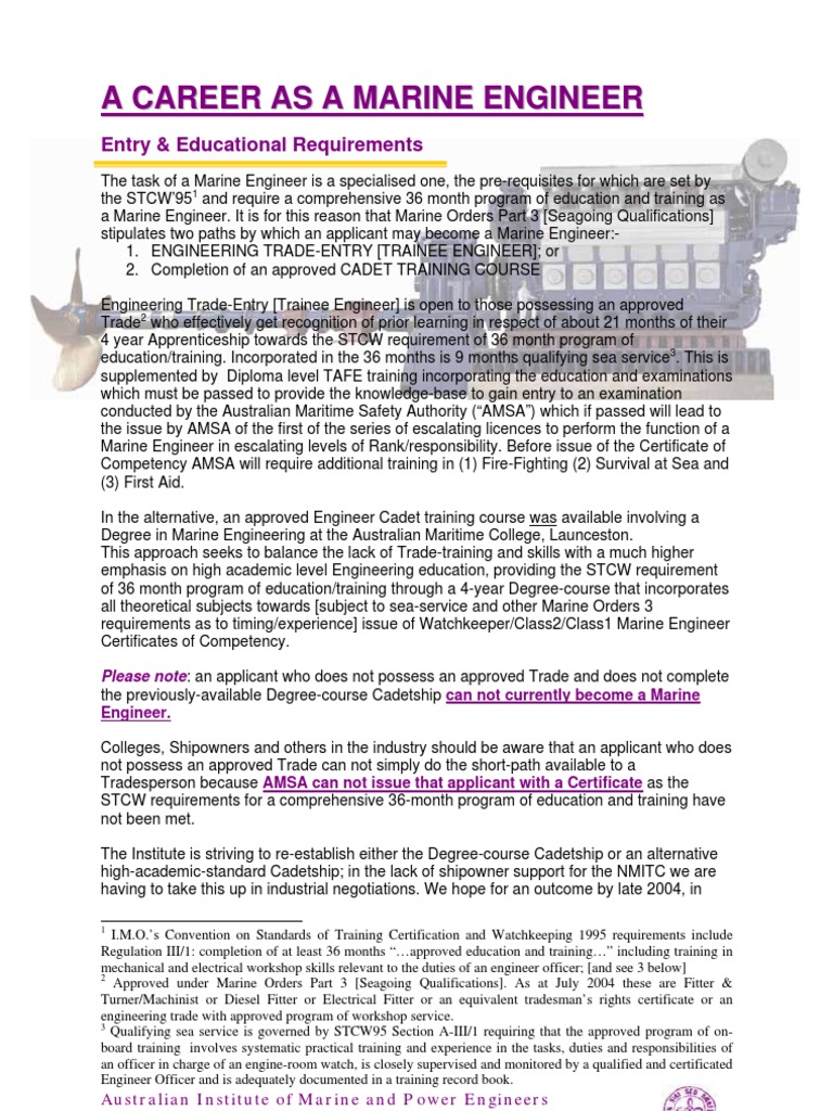 Becoming a Marine Engineer - Education & Career Paths | PDF ...