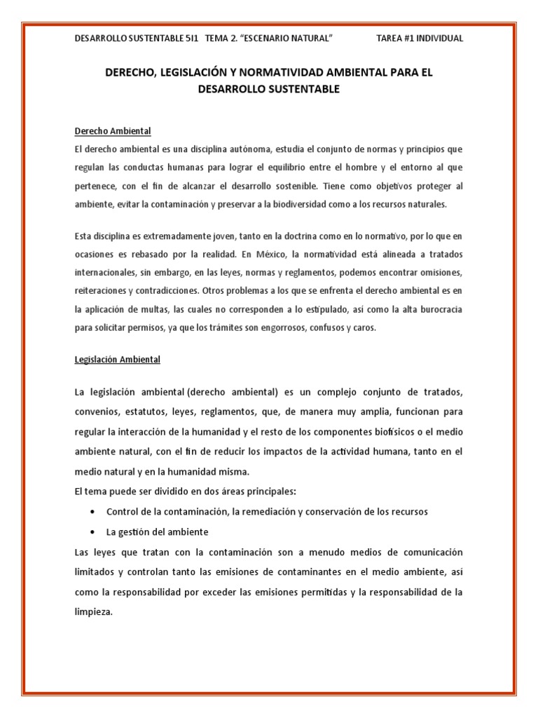 Derecho, Legislación Y Normatividad Ambiental para El Desarrollo Sustentable | PDF | Ley del ...