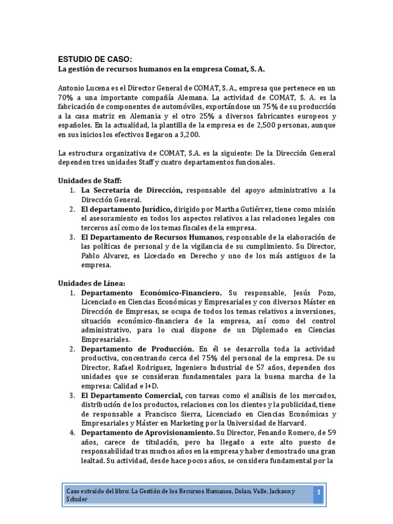 Caso # 1 Comat PDF | PDF | Gestión de recursos humanos | Mercado (economía)