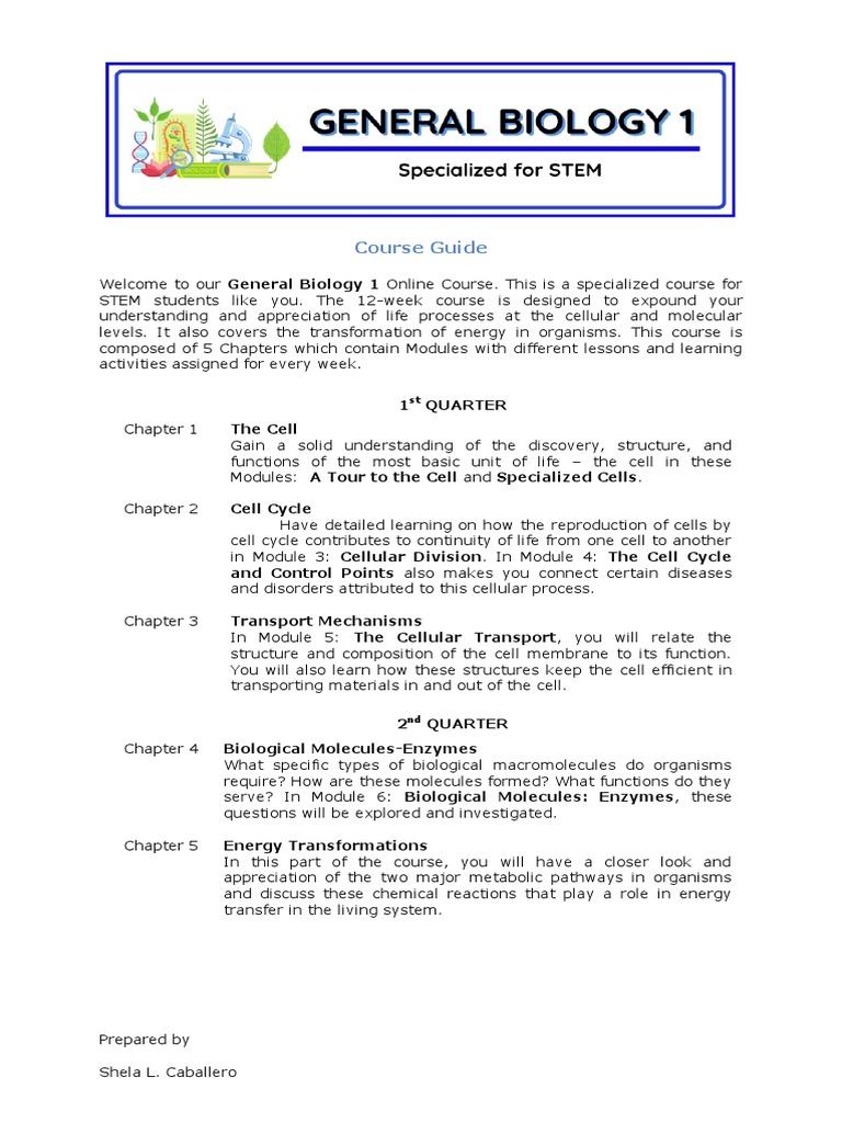 General Biology 1 Course Guide | PDF