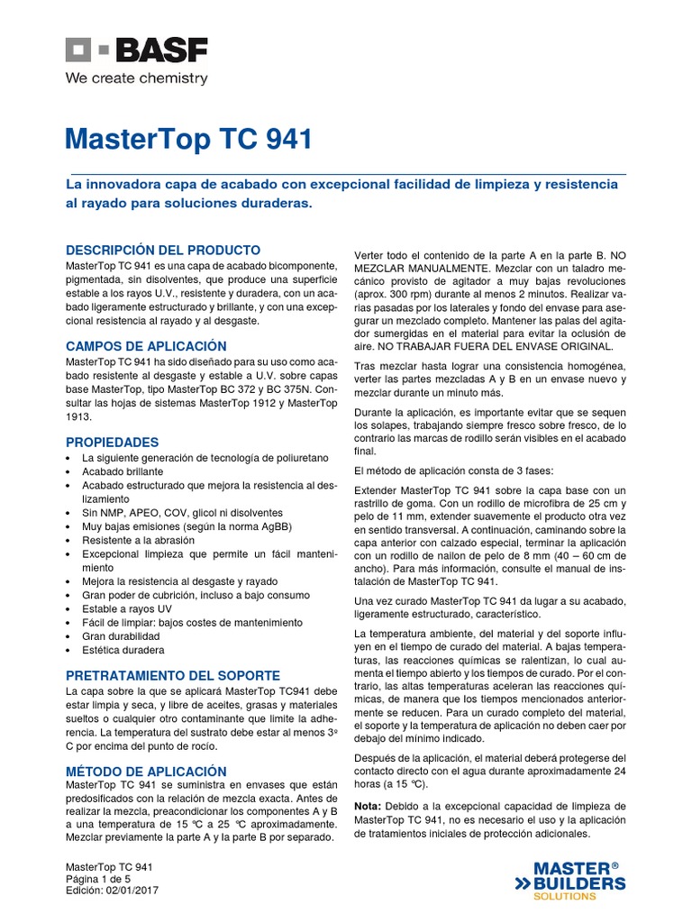 MasterTop TC 941 | PDF | Compuesto orgánico volátil | Solvente