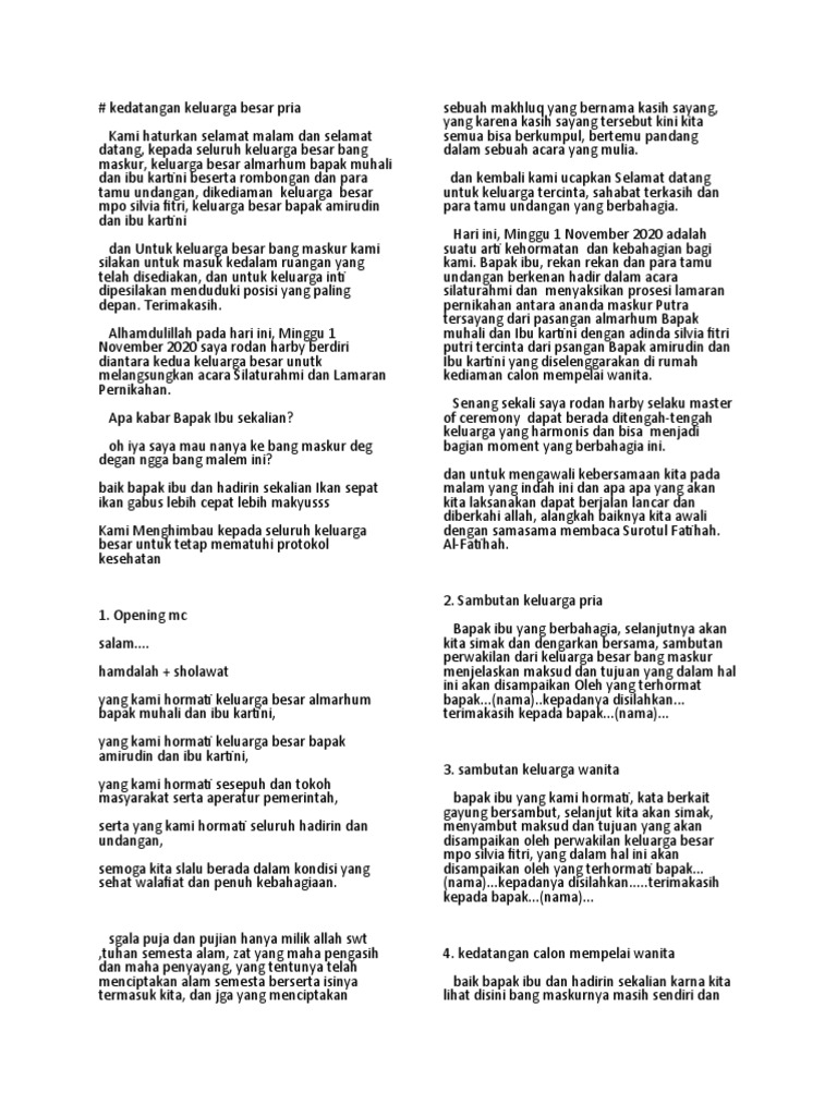 Script MC Lamaran | PDF