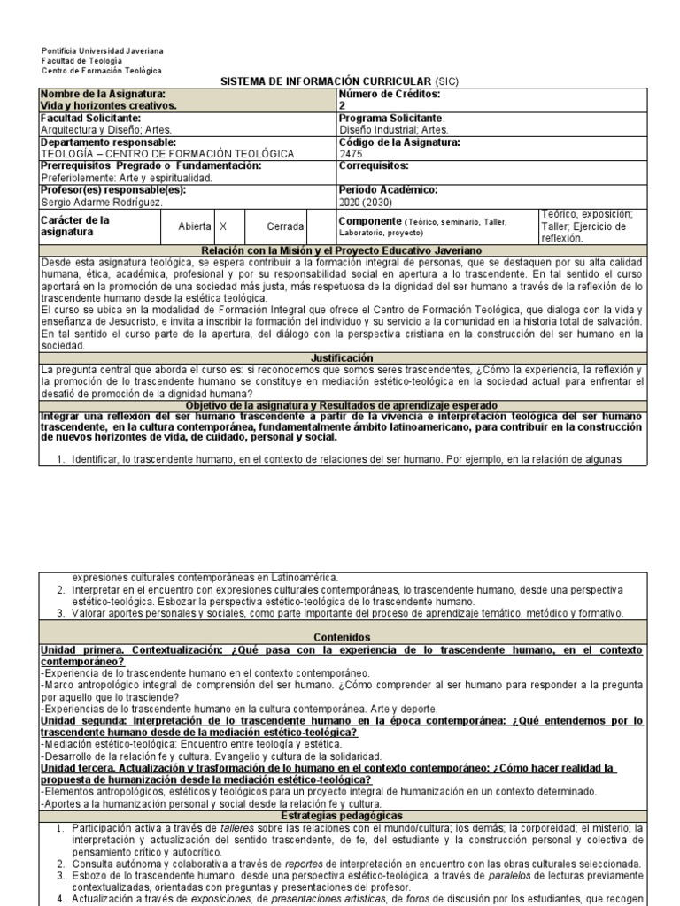 Formato SIC Programas Actualizados CFT Vida y Horizontes. Personalizado ...