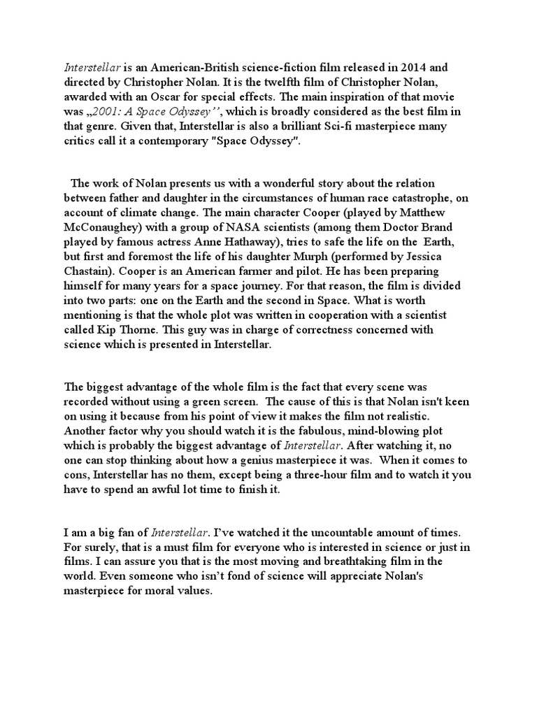 Interstellar Review | PDF