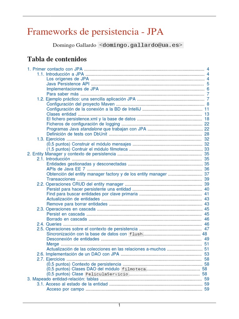 Frameworks de Persistencia - JPA | PDF | Vuelo salvaje | Enterprise ...