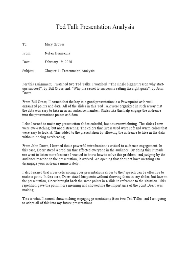 Ted Talk Presentation Analysis FD | PDF