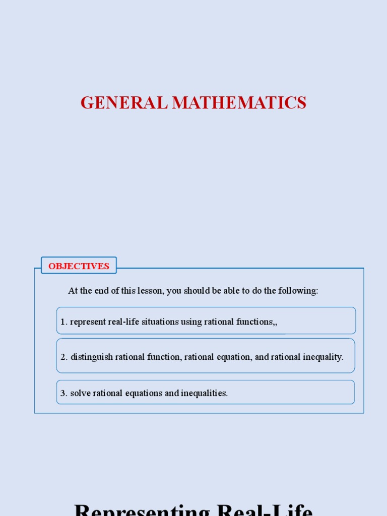 Represent Real-Life Situations Using Rational Functions | PDF ...
