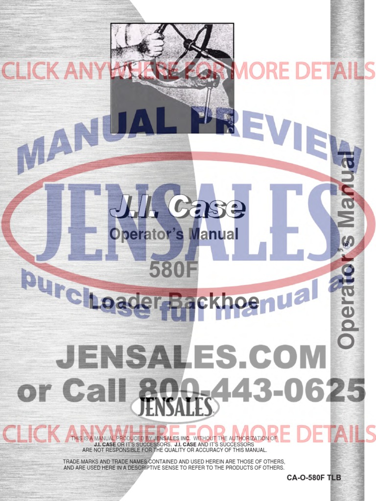 Case 580F Loader Backhoe Manual | PDF | Loader (Equipment) | Engines