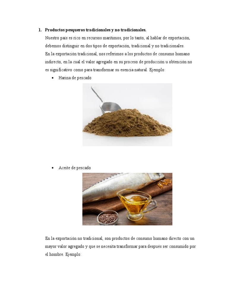 Productos Pesqueros Tradicionales y No Tradicionales | PDF | Pescado ...