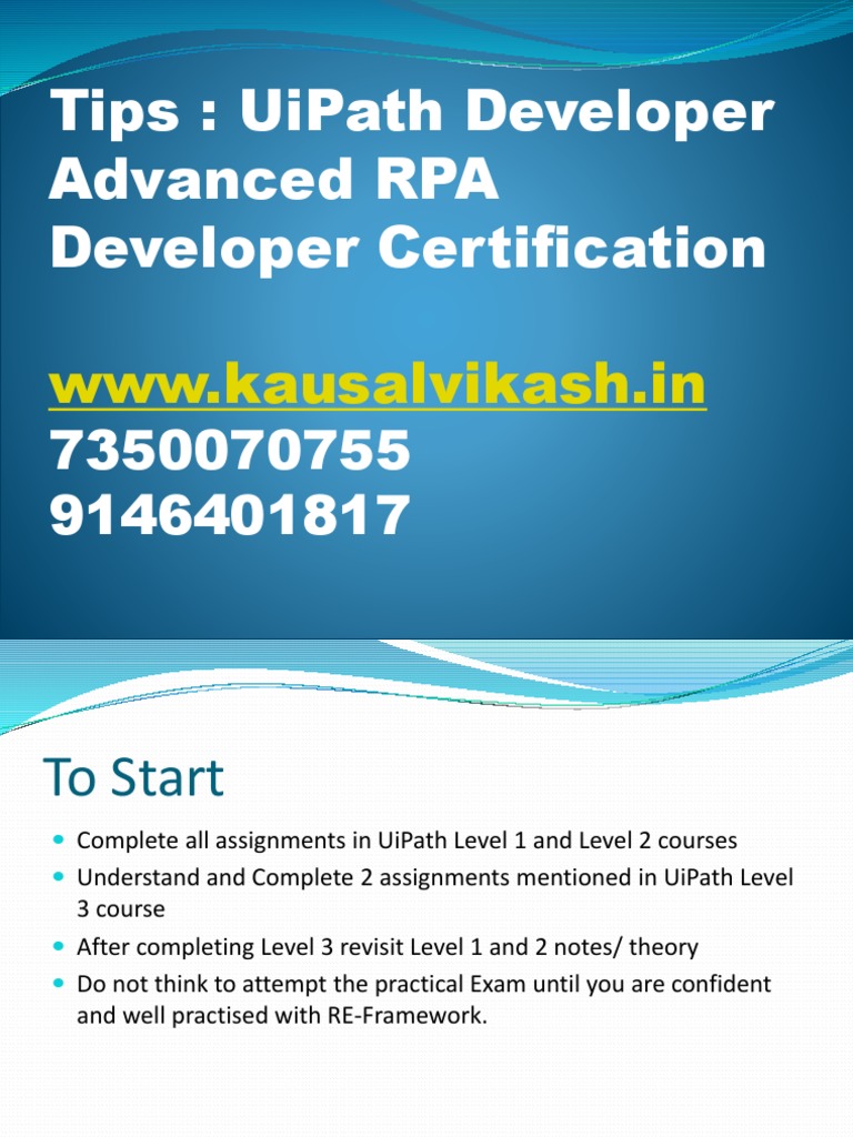 Tips: Uipath Developer Advanced Rpa Developer Certification | PDF ...