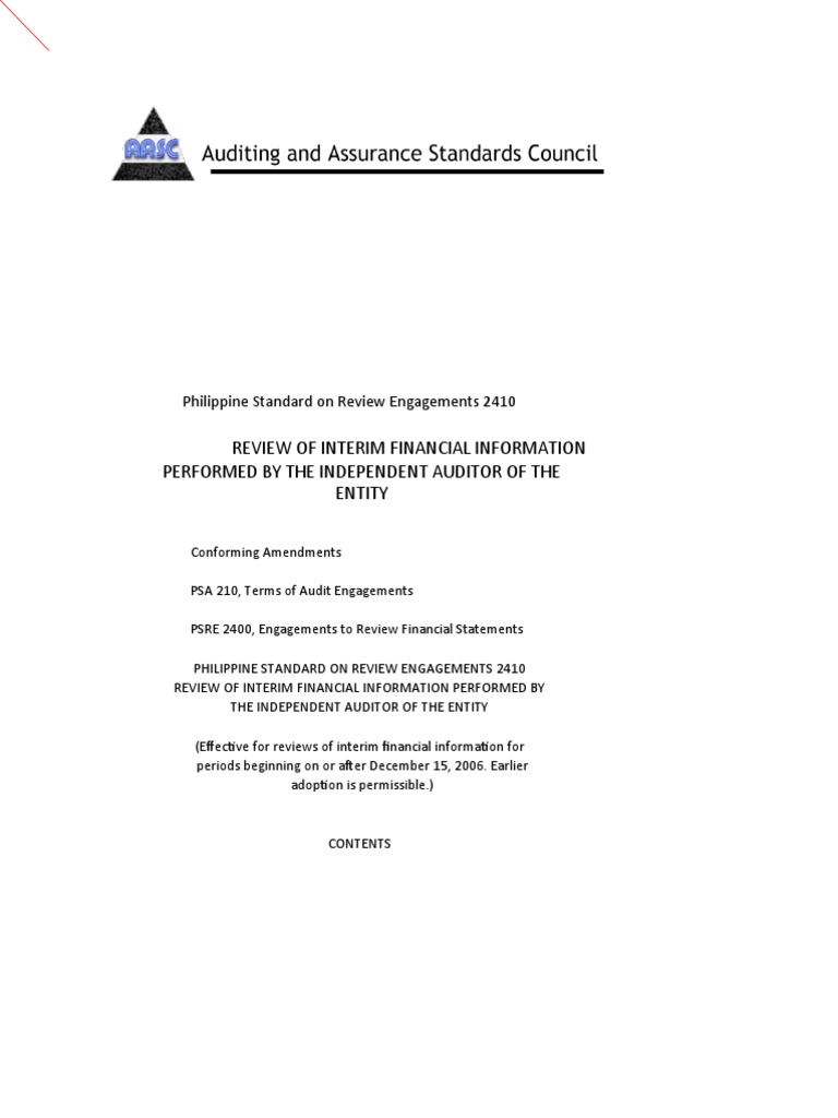 Review of Interim Financial Information Performed by The Independent ...