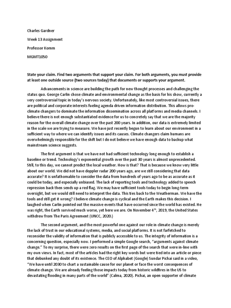 Week 13 Assignment | PDF | Global Warming | Science