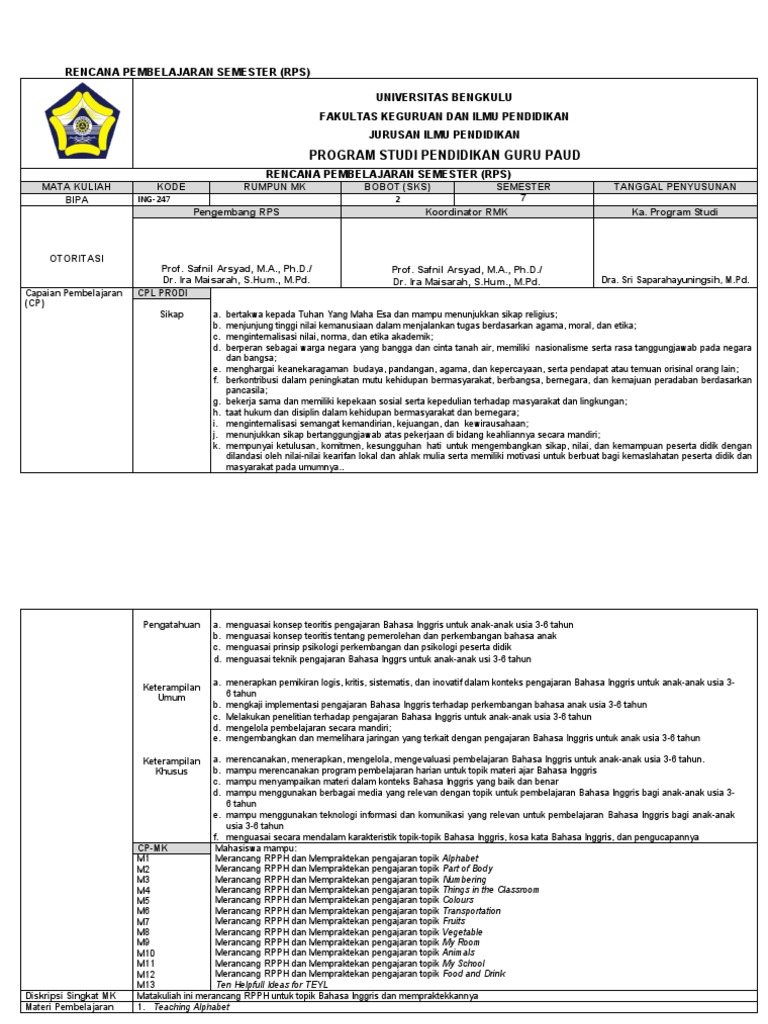 OK RPS English For Children PG-PAUD | PDF