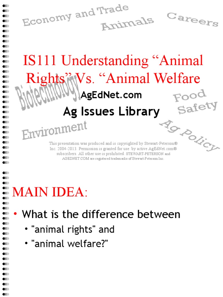 IS111 Understanding "Animal Rights" vs. "Animal Welfare: Ag Issues ...