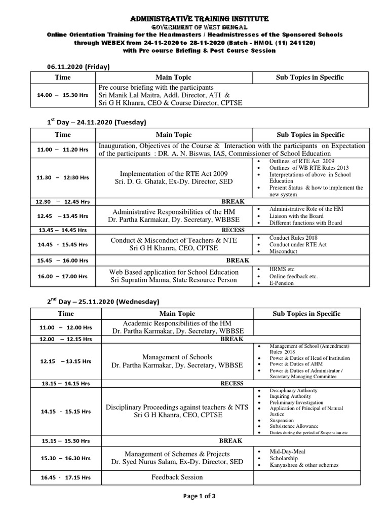Revised Training Schedule 3 | PDF | Behavior Modification | Learning