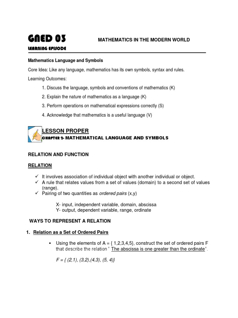 Gned03 Chapter 2 Part 3relation And Function Pdf Variable Mathematics Function Mathematics 