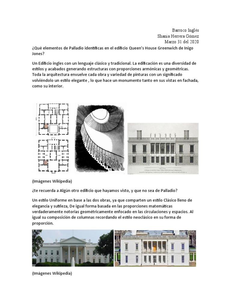 Elementos del Barroco Inglés en Queen's House | PDF