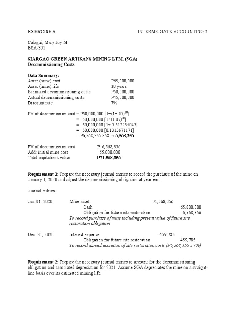 Group 5-Decommissioning Cost | PDF | Depreciation | Expense