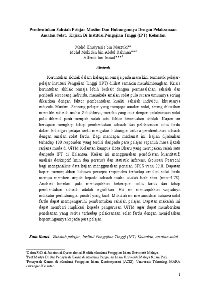 Pembentukan Sahsiah Murid Degan Solat | PDF