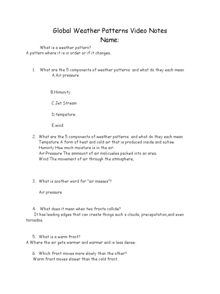 Understanding Weather Patterns | PDF