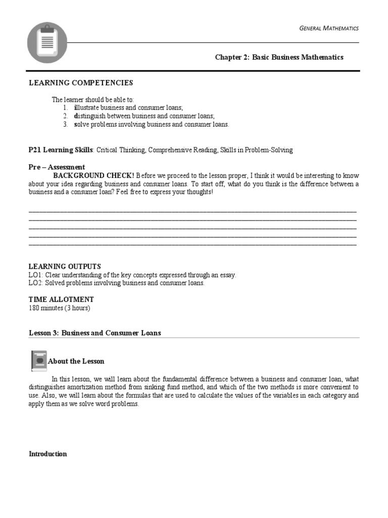 Business and Consumer Loan Mathematics | PDF | Loans | Interest