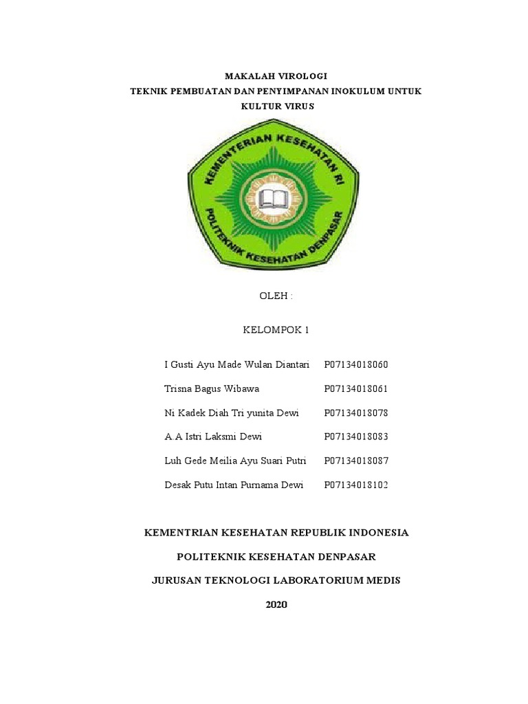 Teknik Pembuatan Dan Penyiapan Inokulum Untuk Kultur Virus | PDF ...
