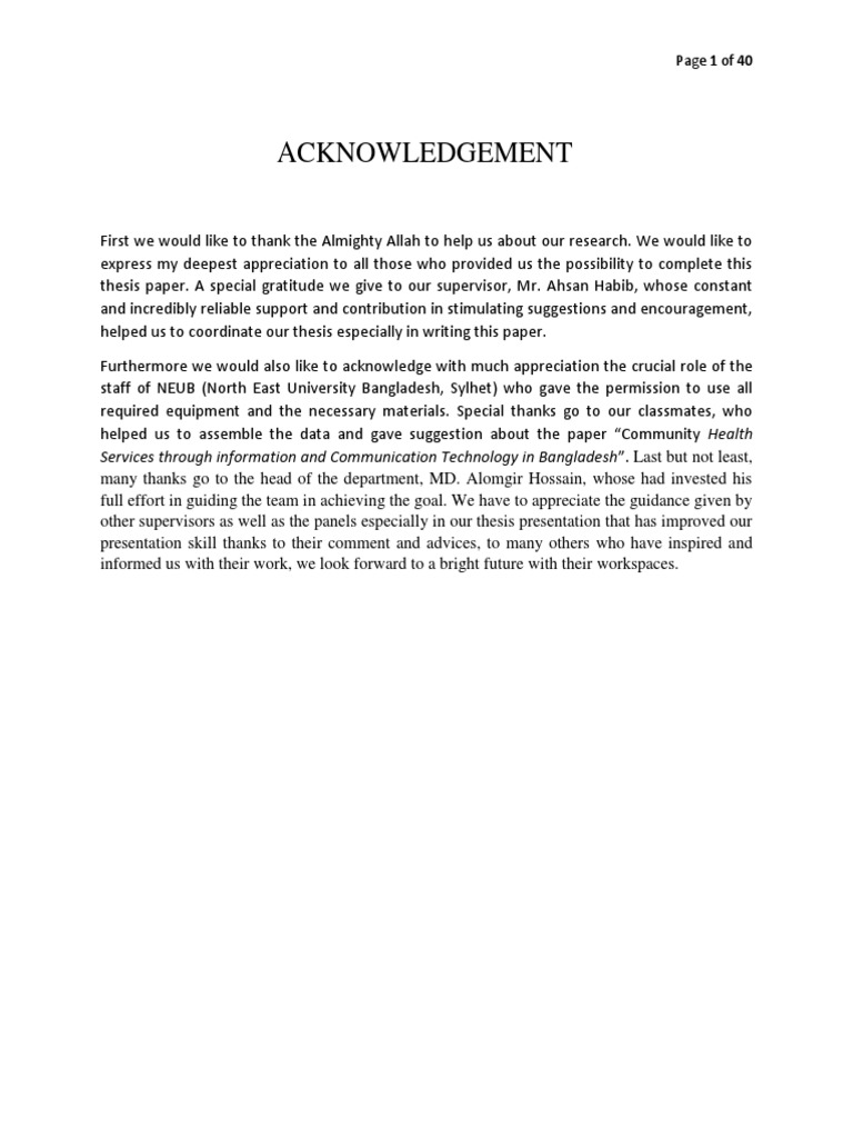 Acknowledgement: Services Through Information and Communication ...